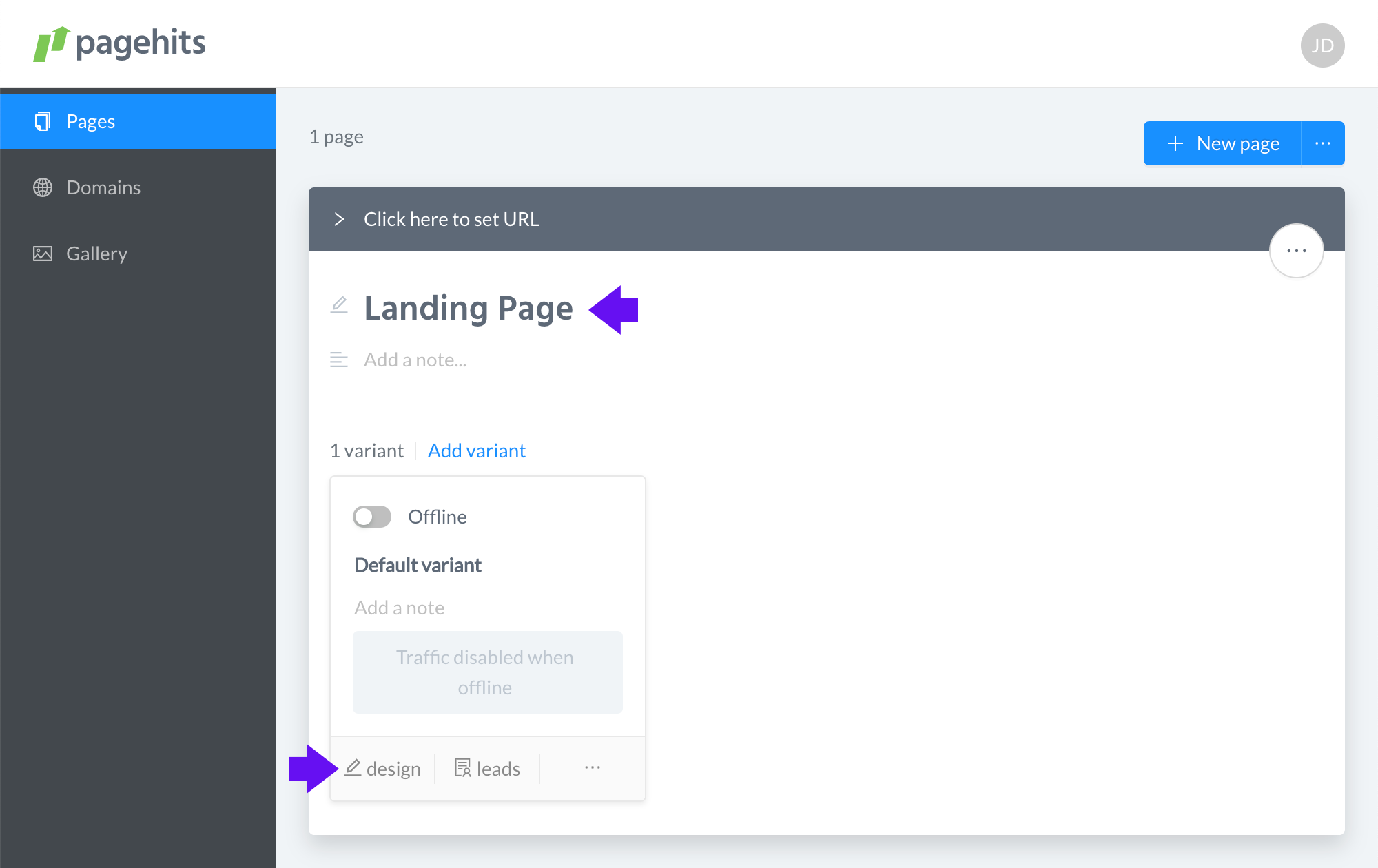 Build your first landing page | PageHits